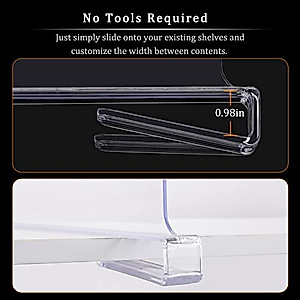 Kosiehouse Shelf Divider for Wood Closet, Sturdy Organizer Separator for Storage in Bedroom, Kitchen, Bathroom and Office Shelves, Easy Installation, Set of 8 (Acrylic)