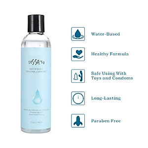 USSATO Water Based Lube, Natural Feeling Long Lasting Non Sticky Slippery Personal Lubricant Moisturizer for Women Men and Couple Massage