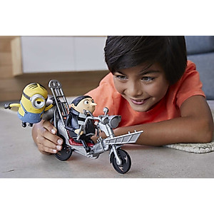 Minions: The Rise of Gru Movie Moments Pedal Power Gru Approx 4-in/10-cm Action Figure Interactive Toy with Articulation & Movie Scene Accessories, Great Gift for 4 Years & Older Minion Fans