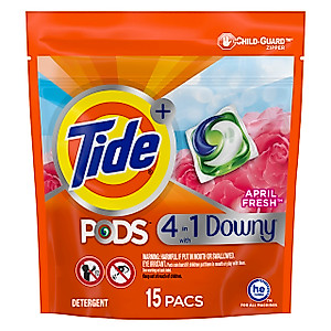 Tide PODS with Downy, Liquid Laundry Detergent Pacs, April Fresh, 15 Count