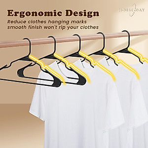 HOUSE DAY Plastic Hangers 16 Pack - Adult Clothes Hangers Black - Space Saving, Non-Slip, Durable Notched Hangers for Closet Organized, Perfect Slim Coat Hangers - Percheros Ganchos para Colgar Ropa
