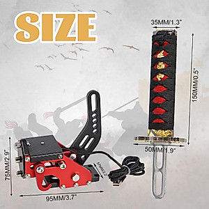 YESHMA 64 Bit USB Katana Handbrake Samurai Sword PC Handbrake & Non-Contact Plus Hall Sensor Compatible With G25/27/29/920 T500 T300,Professional Gaming Peripherals using for Racing Games(15cm Black&Red without Clamp)
