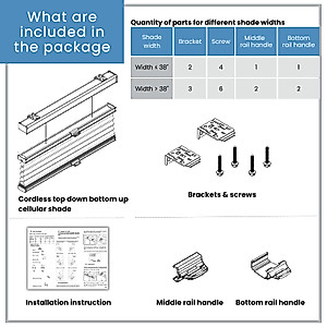 BlindsAvenue Cordless Top Down Bottom Up Cellular Honeycomb Shade, 9/16" Single Cell, Blackout, Designer Print Pebble, Size: 23" W x 48" H