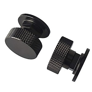 3mirrors Welding Hood (Pipeliner) Helmet Fasteners Headgear Replacement Parts Accessories Screws Flip Hood Aluminum - 1 Pair (Black Anodized Knurled)