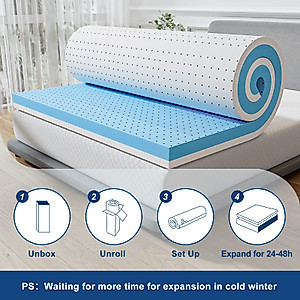 Maxzzz 2 Inch Mattress Topper Full Memory Foam, Firm Bed Foam Mattress Topper with Remover Soft Cover, High Density Mattress Pad, Certipur-Us & Oeko-Tex Certified