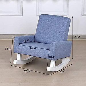 Yoonnie room Kid Sofa/Kid Armchair/Toddler Chair/Sofa for Children with Linen Fabric/Baby Sofa with Solid Rocking Foot/Kid Upholstered Chair for Unisex Children Using,Birthday Gift (Blue)