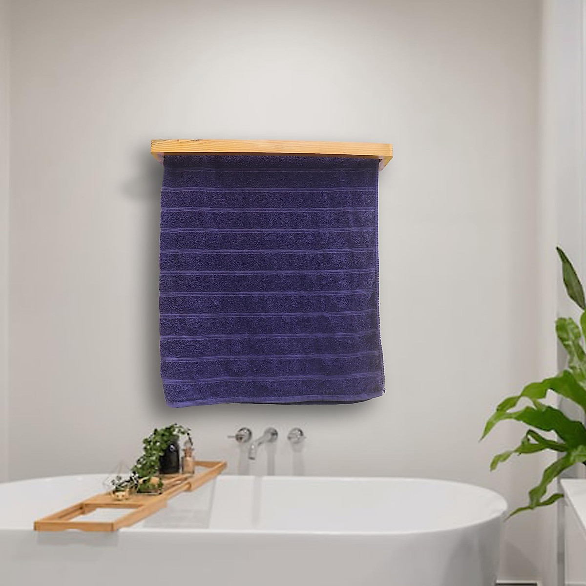 NEW AGE KRAFTZ Towel Racks, Wall Mounted, Metal Towel Holders with Wooden Shelf for Small Bathroom in Rv, Camper, Rolled Bath and Hand Towels Holder Storage and Organization Decor