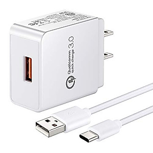 TPLTECH Quick Charge 3.0 Fast Charger Compatible LG G8 G8X G7 V35 V30S V35 V40 ThinQ Phone,LG Stylo 5 4/ Q Stylo 4,V50 ThinQ/V35 ThinQ,G5 G6 V20 V30,18W Travel Rapid Charger with 5Ft USB C Cable