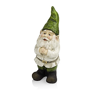 Alpine Corporation 12" Tall Outdoor Garden Gnome Folding Hands Yard Statue Decoration