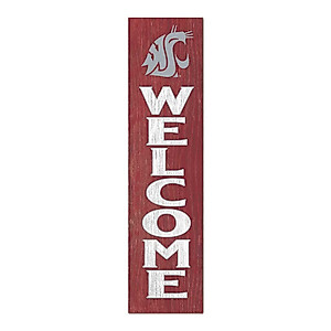 KH Sports Fan Washington State Cougars Welcome Porch Leaner, 11x46 Inches, Cougars Outdoor Welcome Sign; Display Your Team Spirit with This Washington State Cougars Plaque