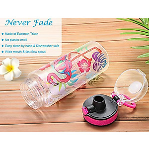 Cute Water Bottle for School Kids Girls, BPA FREE Tritan & Leak Proof & Easy Clean & Carry Handle, 23oz/ 680ml - Flamingo