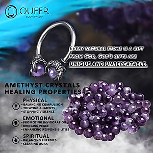 OUFER 316L Surgical Steel Circular Earrings Two Amethyst Opals Surrounded by Dragon Claws Cartilage Earring Ear Body Piercing Jewelry Helix Earrings Piercing…