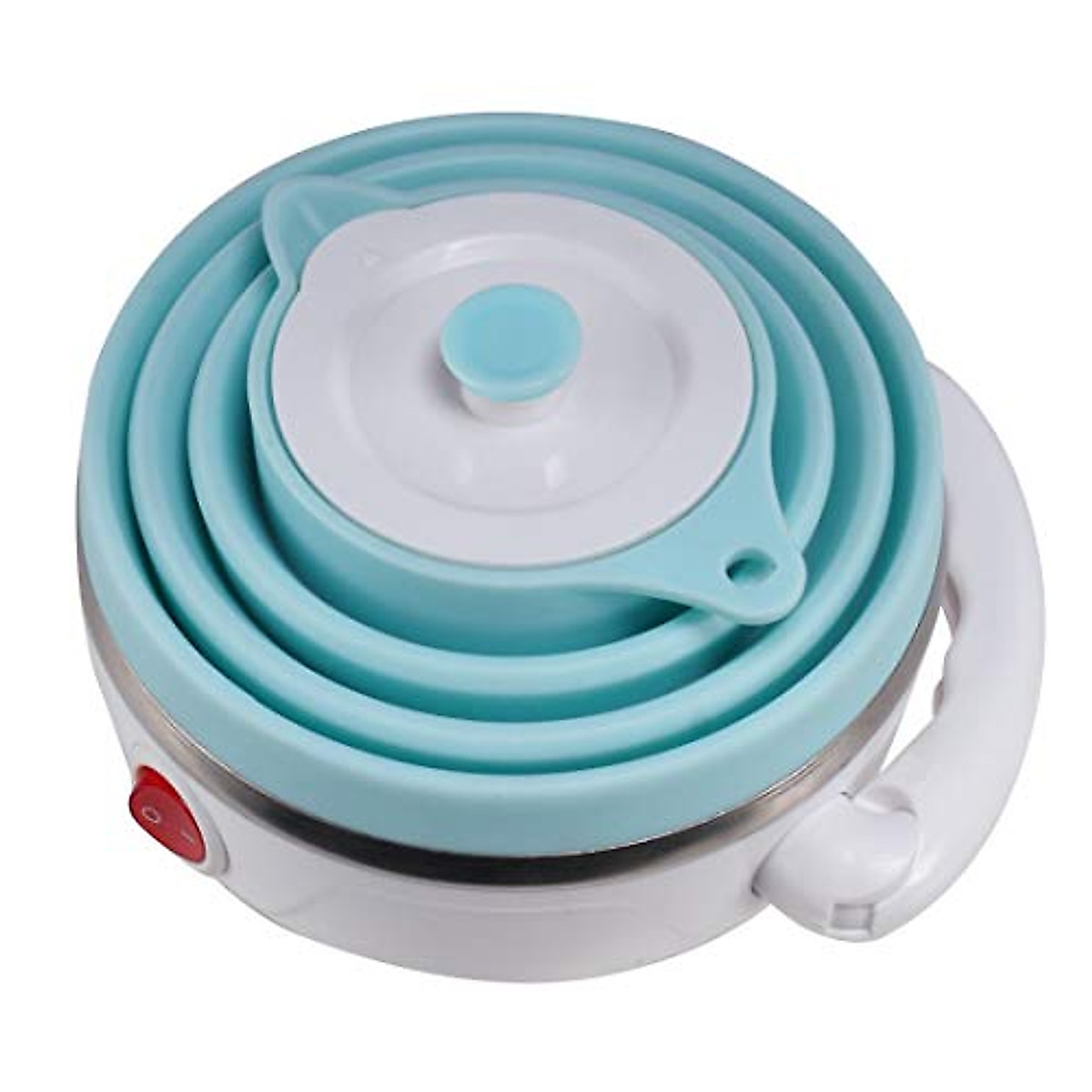 Travel Foldable Electric Kettle, Collapsible Electric Kettle Food Grade Silicone Small Electric Kettle Boiling water,Dual Voltage（600ml,110-220V US Plug） (Blue)