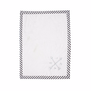 Bacati Love Unisex Arrows Embroidered Plush Blanket, Silver/Grey