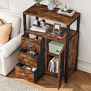 Homeiju Storage Cabinet, Bathroom Storage Cabinet Organizer with 3 Removable Drawers and 1 Door, Industrial Floor Storage Cabinet for Kitchen, Living Room, Bathroom, Home Office