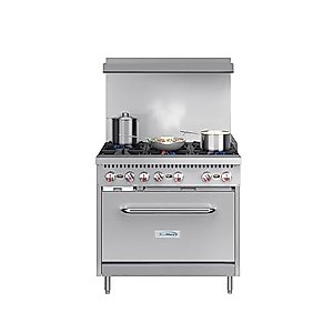 KoolMore KM-CR36-LP 36 in. 6 Burner Commercial Liquid Propane Range with Oven