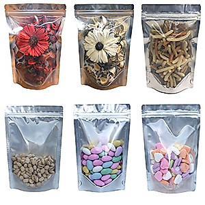 AwePackage 50 Pack of 7"x10" Airtight Zipper Stand Up Pouch Bag - Clear Front Aluminum Foil Back Heat Sealable Zip Lock