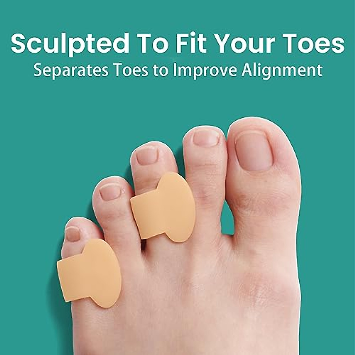 Welnove Gel Toe Separator - 8 Pack Pinky Toe Spacers - Little Toe Cushions, Small Toe Sleeves for Preventing Rubbing & Reducing Pressure (Beige)