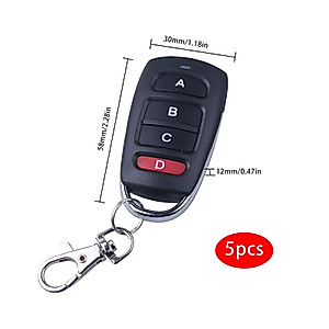 5 Packs Cloning Remote Control Keychain, Universal 433 MHZ Replacement Garage Door Electric Gate, Duplicates Original Remote Controls for Vehicle Central Locking Systems, Electronic Garage Doors