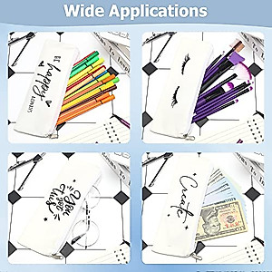 Epakh 8 Pieces Inspirational Pencil Pouch Cotton Canvas Pencil Bag Funny Canvas Pencil Case Canvas Cosmetic Bags Funny Makeup Bags with Zippers for Women Girl (Simple Colors)