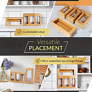DNH Stars Bamboo Ziplock Bag Storage Organizer - 4 Box Wooden Containers for Snack, Sandwich, Quart & Gallon Size Zip Lock Bags - Fits In Kitchen Drawer, Cabinet - Ready to Use Labels & Bags