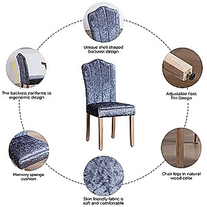 thksbought Dining Chairs Set of 4 Chairs Velvet Chairs for Dining Room and Living Room (Gray)