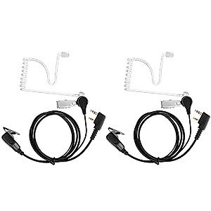 KANMIT Kenwood Earpiece Headset for Baofeng Walkie Talkie uv-5r uv-9r bf-888s bf-f8hp tk-2202 tk-2402 tk-3402 nx-200 nx-320 Icom Retevis Radio with Covert Acoustic Tube Earphone and PTT mic (2 Pack)