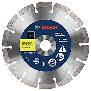 Bosch VG741 7-Inch x 7/8-Inch Segmented Rim V-Groove Diamond Blade for General Purpose