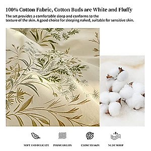 zeyekuku 4pcs Duvet Cover Set- 100% Cotton Comfort Duvet Cover Set,Include a Duvet Cover,a Deep Pocket Fitted Sheet,2 Pillow Shams Home Bedding with Zipper Closure for All Season (Queen, Floral)