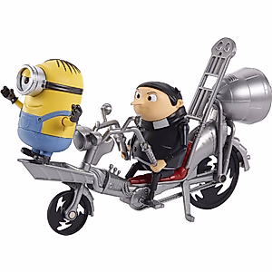 Minions: The Rise of Gru Movie Moments Pedal Power Gru Approx 4-in/10-cm Action Figure Interactive Toy with Articulation & Movie Scene Accessories, Great Gift for 4 Years & Older Minion Fans