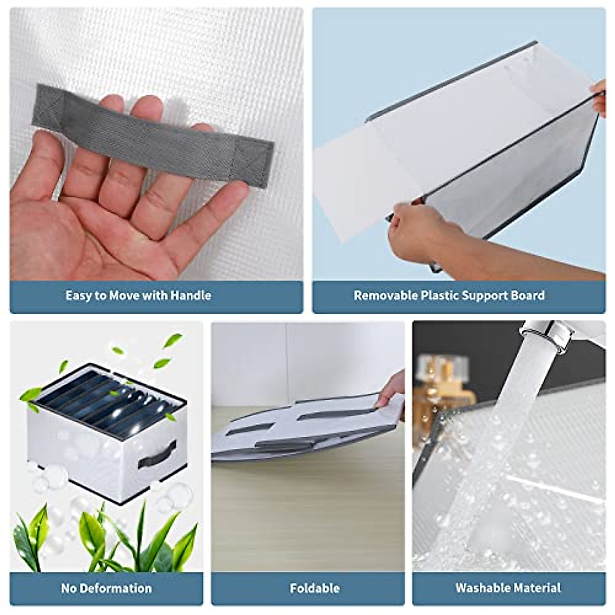 4 Pack Drawer Closet Organizers storage for Clothing,Underwear Drawer Organizer Clothes,Clothes Organizer for Folded Clothes,PP Plate PVC Nylon Foldable Wardrobe Clothes Organizer for Jeans(8Grids)