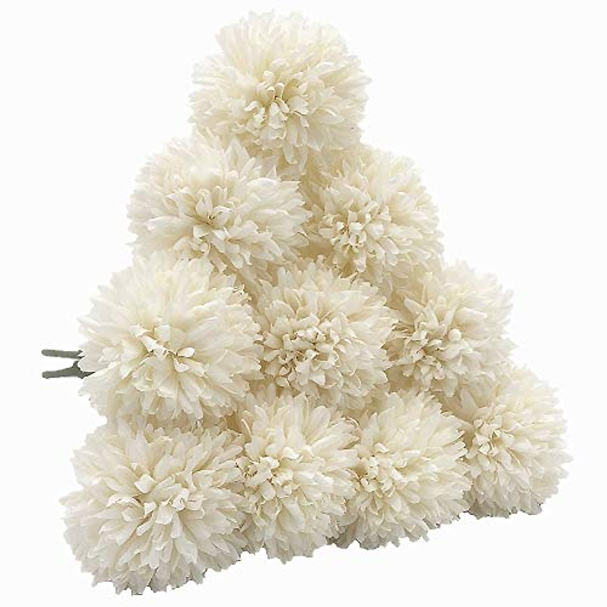 SHINE-CO LIGHTING Artificial Chrysanthemum Ball Flowers Hydrangea Arrangement Bouquet 10pcs Present for Friends Decor for Home Office Coffee House Parties and Wedding (Milk White)