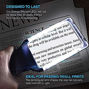 4X Large Magnifying Glass with [10 Anti-Glare & Fully Dimmable LEDs]-Evenly Lit Viewing Area-The Best Lighted Magnifier for Reading Small Fonts, Low Vision Seniors, Macular Degeneration, Inspection