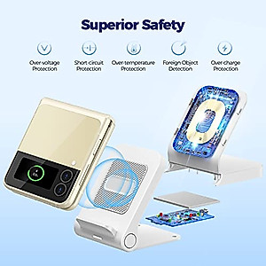 Galaxy Z Flip Wireless Charger Galaxy Z Flip 3 Fast Wireless Charger Stand Compatible with Galaxy Z Flip 4/Z Flip 3/Z Flip, Space Saving, Easy to Carry,White