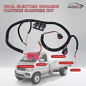 Maernz Dual Electric Fan Wiring Kit Compatible with GM 1999–2006 ECU Control Dual Electric Fan Wiring Harness Kit Replaces# 7L5533A226T 7l5533a226t