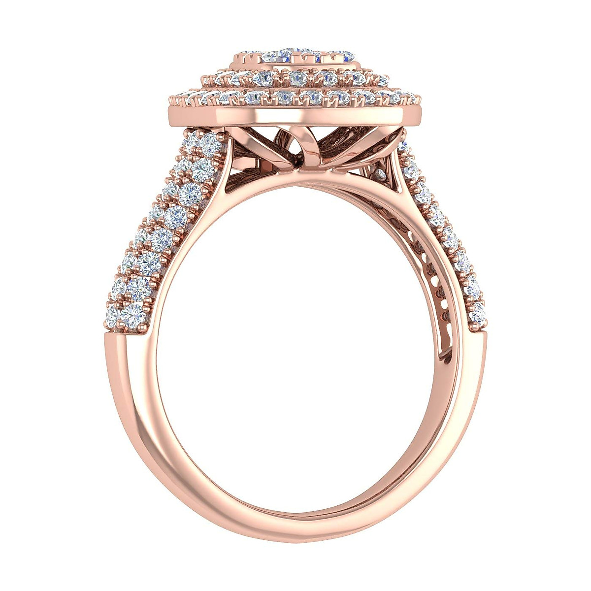 1 Carat Cushion Shape Halo Diamond Engagement Ring in 14K Rose Gold (Ring Size 7)