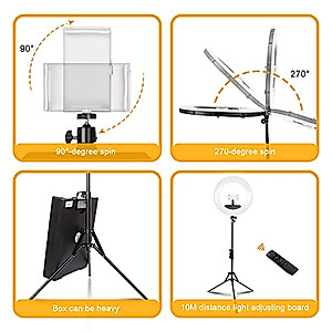 JJ JIANJIN Ring Light Kit:18Inch Outer 11.8Inch Inner 55W6700k Dimmable LED Light , Tripod Stand, Remote Controller,Box for Camera,Smartphone,YouTube,TikTok,Self-Portrait Shooting,CRI90,Black