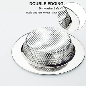 Kitchen Sink Strainer Stainless Steel, LASSHSWA Kitchen Sink Drain Strainer, Sink Strainers for Kitchen Sinks with Large Wide Rim 4.5" Diameter (2 Pack)
