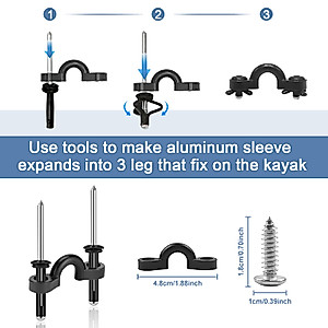 HLOGREE Kayak Carry Handle, 4 Pcs Kayak Accessory Canoe Boat Side Mount Carry Handle Rubber Handles Replacement Hardware Kit for Ocean, Lifetime, Pescador, Emotion Kayaks Suitcase Luggage Gray