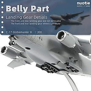 NUOTIE 1/200 C-17 GlobemasterⅢ Diecast Airplane Model Kits with Stand Harbor-Hickam AFB Transport Metal Airplane Model Pre-Build Military Aircraft (535th Airlift Squadron)