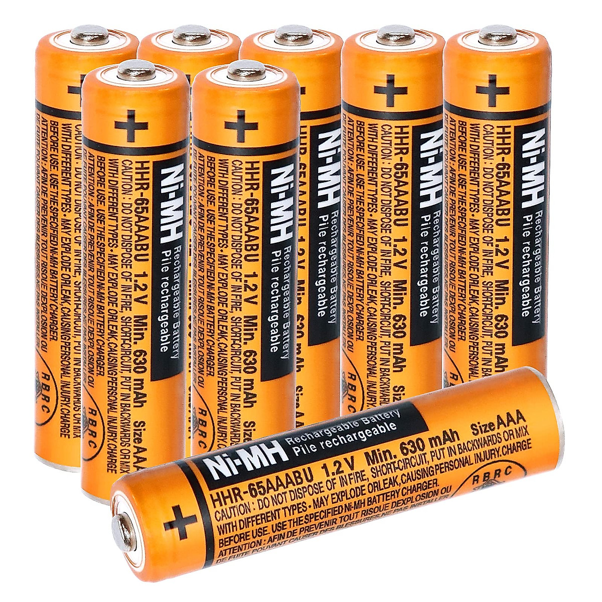 EOCIK HHR-65AAABU NI-MH AAA Rechargeable Battery for Panasonic 1.2V 630mAh AAA Rechargeable Battery for Cordless Phones (630-8pcs)