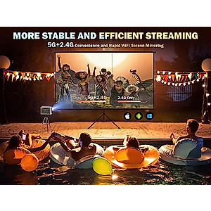 [Electric Focus] 5G WiFi Mini Bluetooth Projector 4K Support, 300 ANSI HD 1080P Portable Video Projector, ±40° Vertical Keystone|Zoom|Timer, DBPOWER Smartphone Projector Outdoor Movie for PC/TV(White)