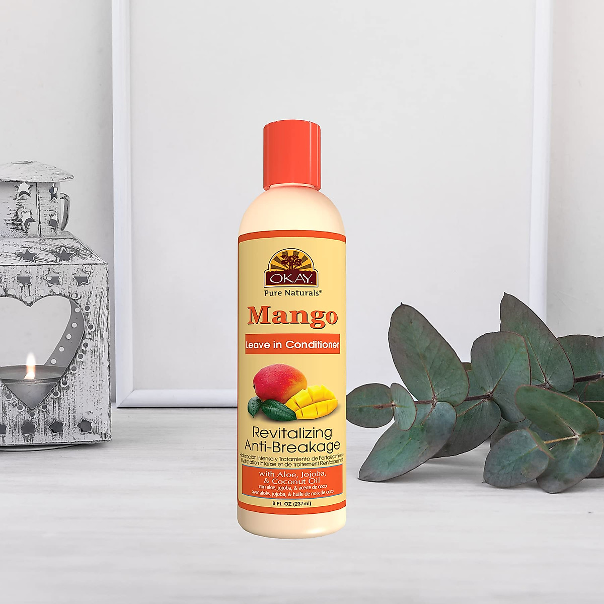 Okay Mango Leave-In Conditioner For All Hair Types & Textures Revitalizing - Anti-Breakage With Aloe, Jojoba & Coconut Oil Sulfate, Silicone & Paraben Free 8 Ounce , 8 Ounce