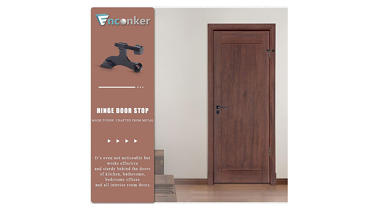 Enconker Black Hinge Pin Door Stopper Pack | Wall Damage Protection