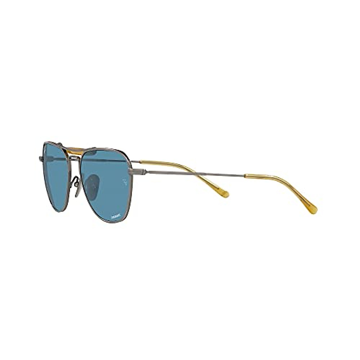 Ray-Ban RB8064 Titanium Aviator Sunglasses, Demi Gloss Pewter/Blue Polarized, 53 mm