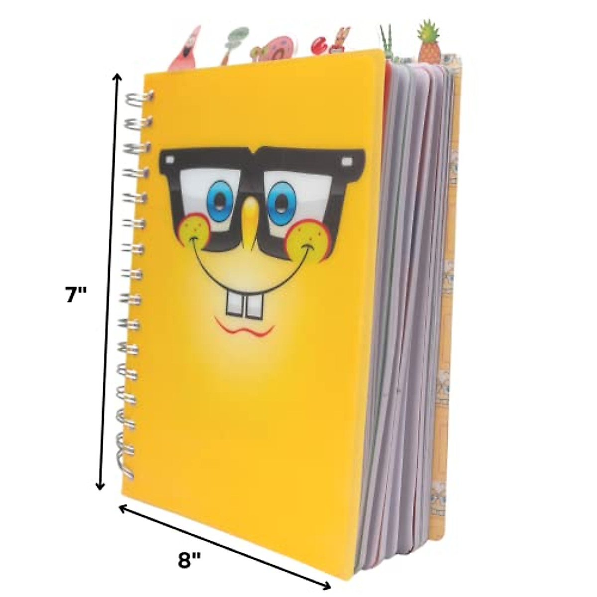 Innovative Designs Nickelodeon Spongebob Squarepants Tab Journal Notebook, Spiral Bound, 144 Lined Pages, 8 x 7 inches