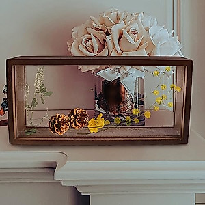 Dried Flowers Photo Frame Wood Vintage Glass Artwork Pressed Flower Display Frame Plant Specimen Herbarium Clip Photo Frame