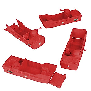 BMC Classic Marx Landing Craft - 4pc Red Plastic Army Men Boat Vehicles