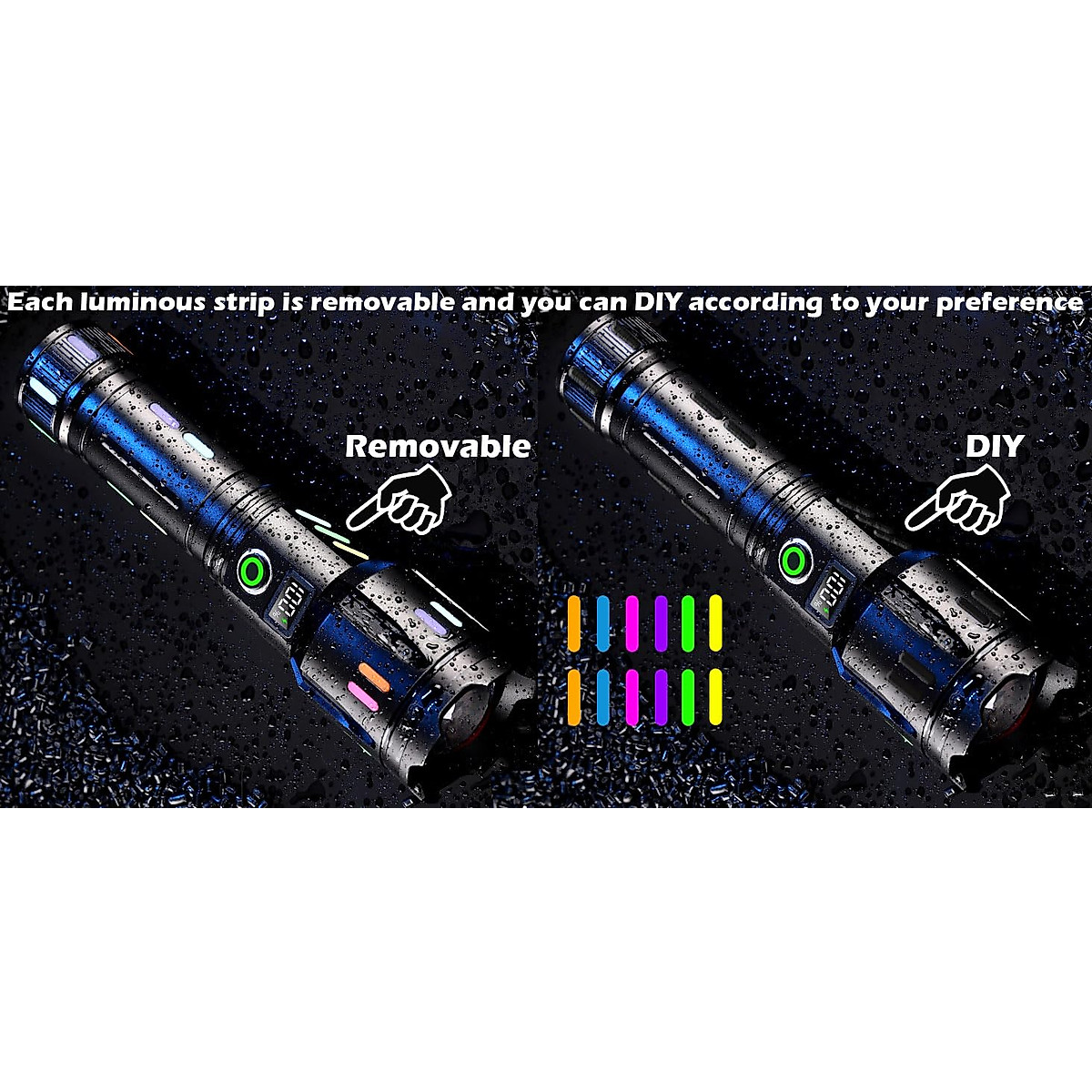 LED Flashlight, Rechargeable Flashlights High Lumens Bright 990000 Lumen, 5 Mode Tactical Flash Light Powerful IPX7 Waterproof Zoomable Focus for Emergency Camping Essential Hiking Gear Fishing Home