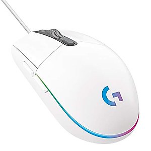 Logitech G203 Lightsync Gaming Mouse with Customizable RGB Lighting, 6 Programmable Buttons, Gaming Grade Sensor, 8 k dpi Tracking, Light Weight (White)